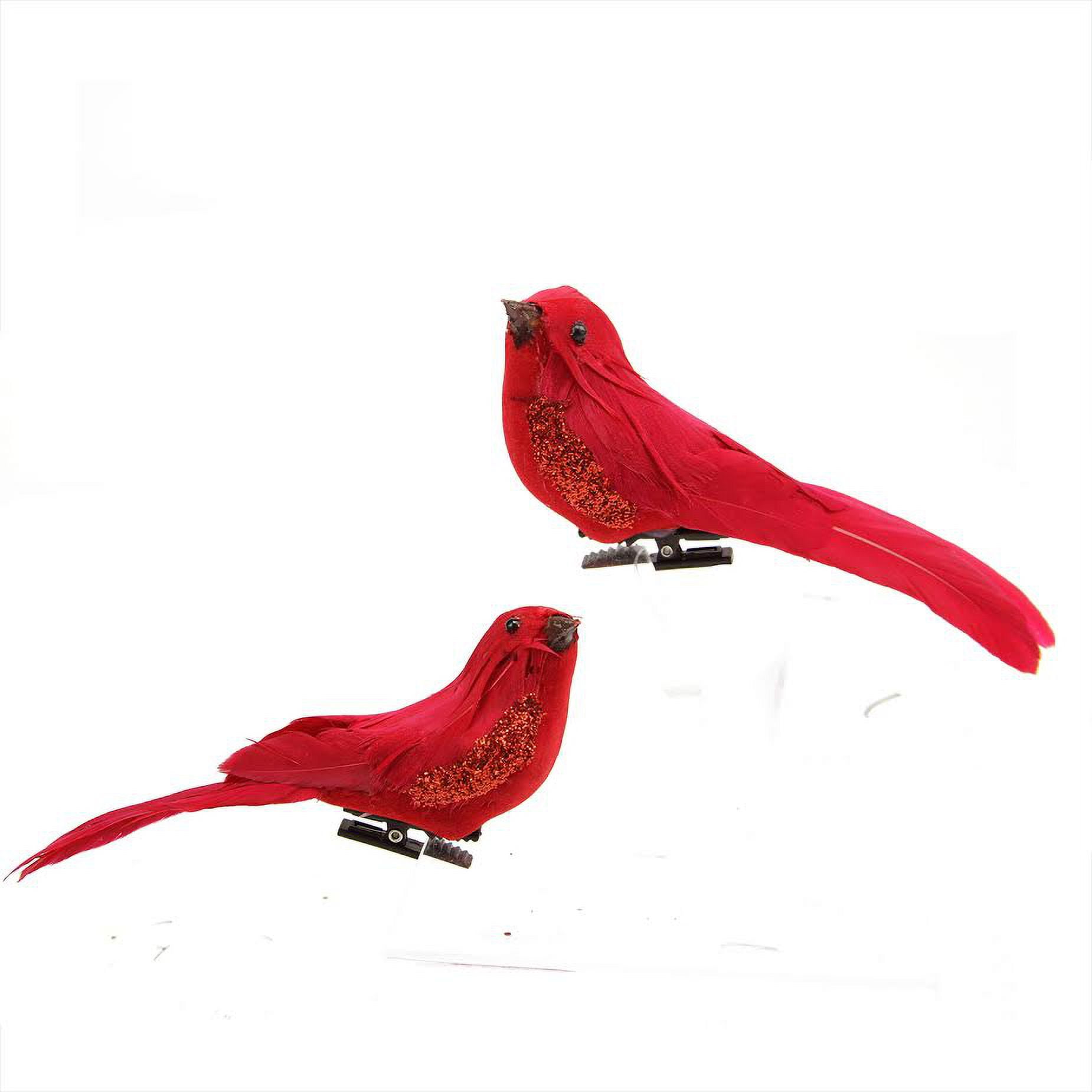 Set of 2 Red Left and Right Facing Clip-On Bird Christmas Decor 5 ...