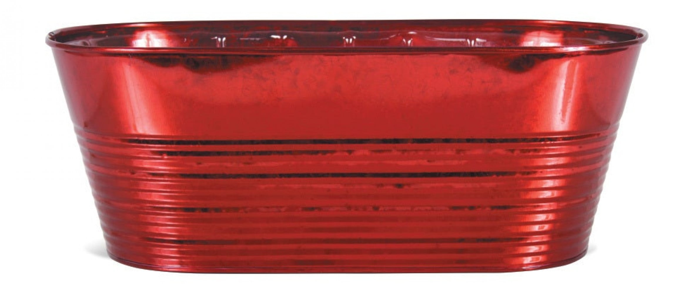 Set of 2 Red Ribbed Metal Planter - Walmart.com