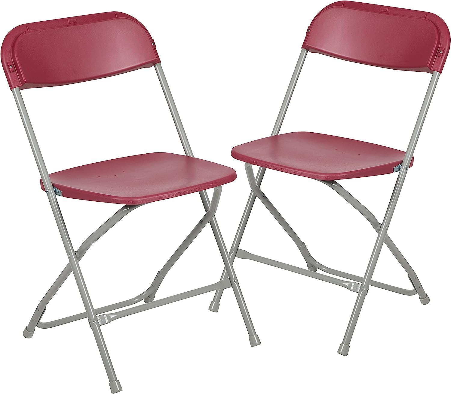 Set of 2 Red Stackable Folding Plastic Chairs - 650 LB Weight Capacity ...