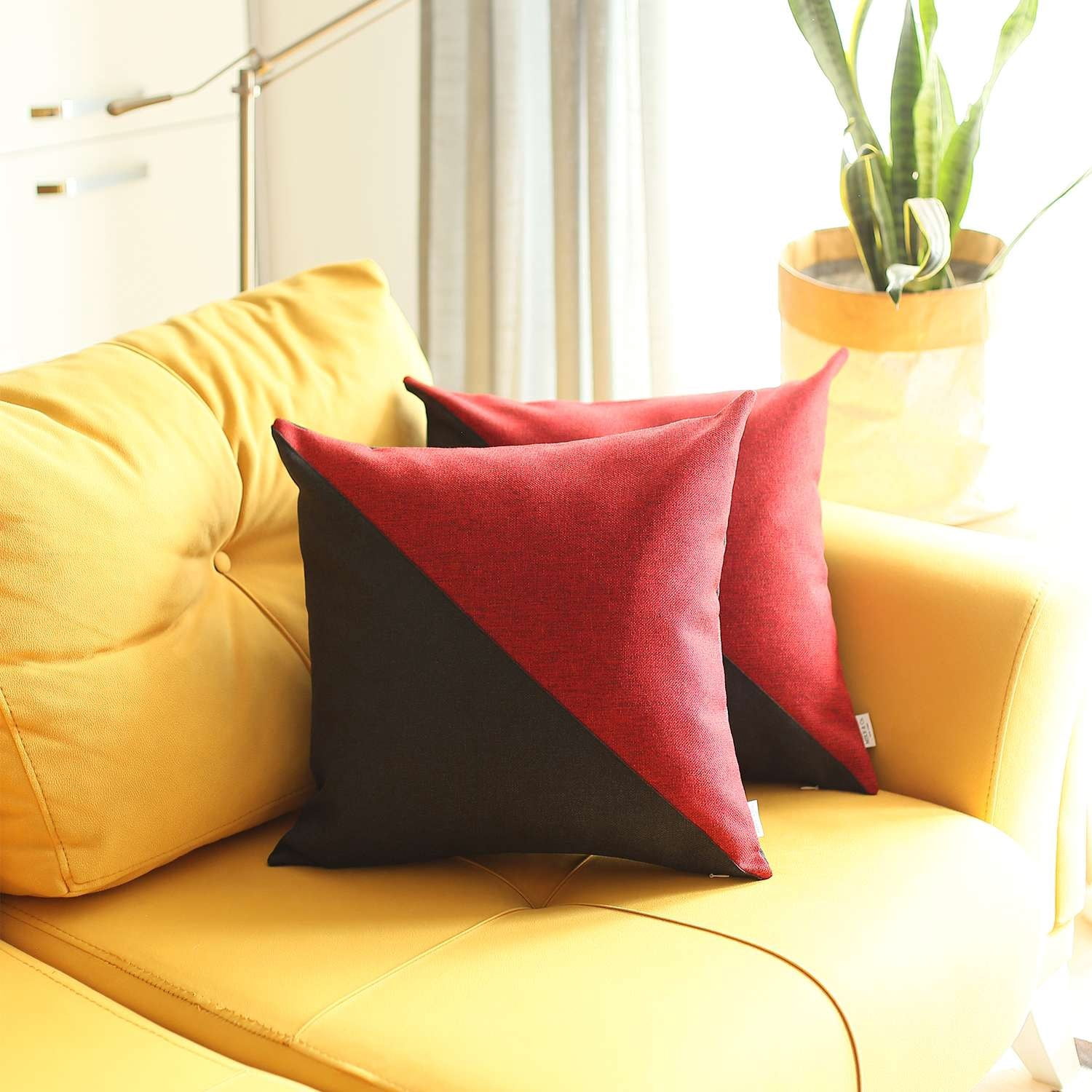 Set of 2 Red and Black Diagonal Pillow Covers - Walmart.com