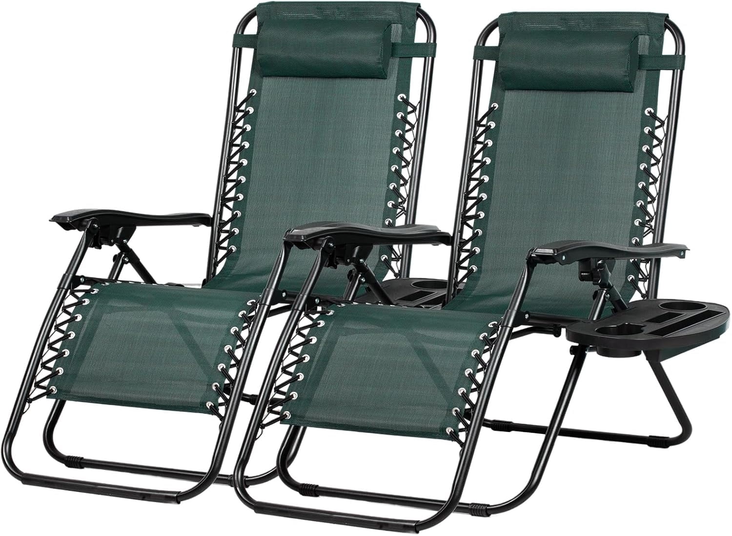 Set of 2 Relaxing Recliners Patio Chairs Adjustable Steel Mesh Zero ...