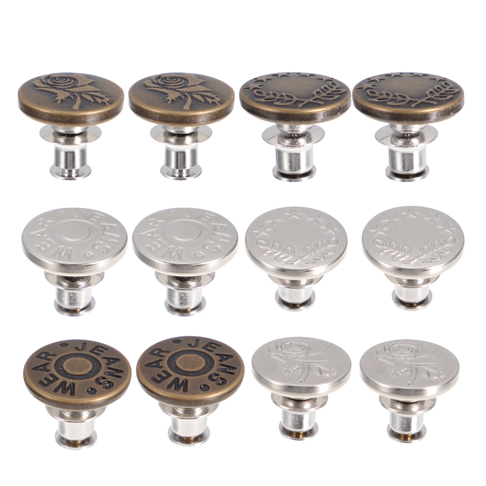 Set of 2 Rivet Buttons for Jeans Retractable Clothing Rivets Reusable ...