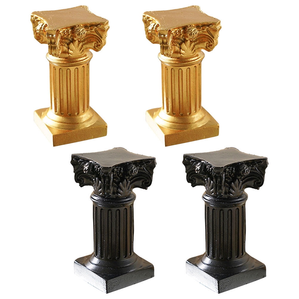 Set of 2 Roman Column Golden Candlesticks Vintage Christmas Decor ...