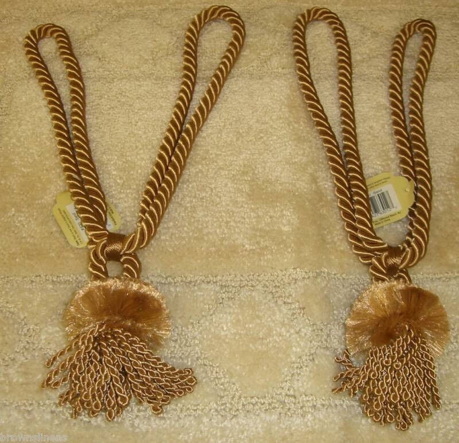 Set of 2 Rope Cord Curtain Tiebacks with Tassel, Sand - Walmart.com