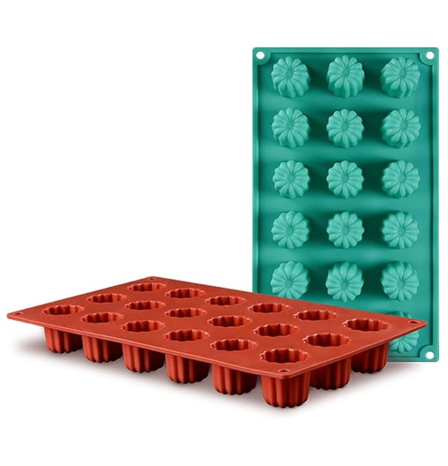 Set of 2 Round Cylinder Silicone Mould, 18 Cavity Non-Stick Canelé ...
