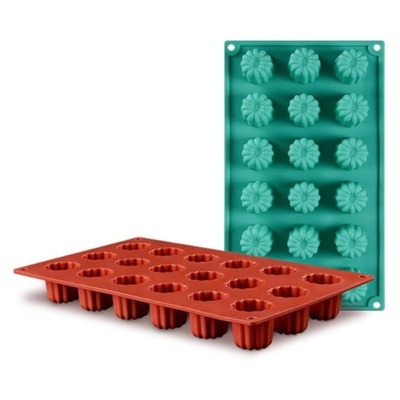 Set of 2 Round Cylinder Silicone Mould, 18 Cavity Non-Stick Canelé ...