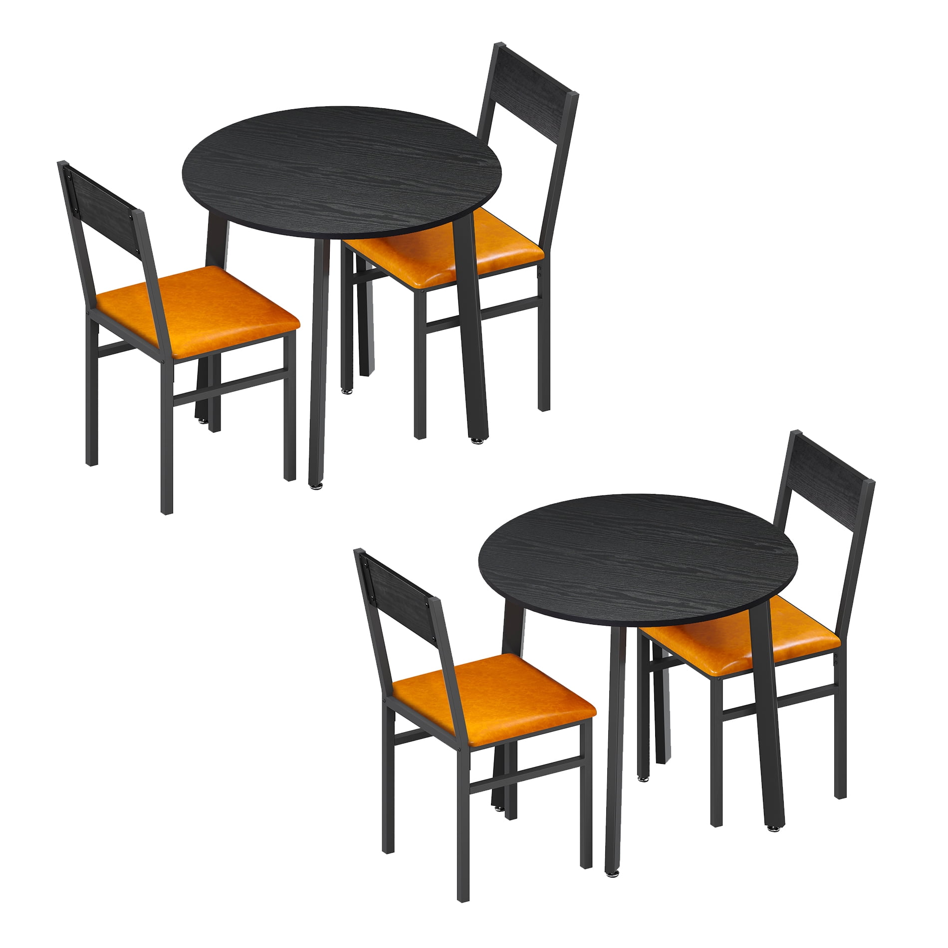 Set of 2 Round Dining Table Sets with 4 Cushioned Chairs for Small ...
