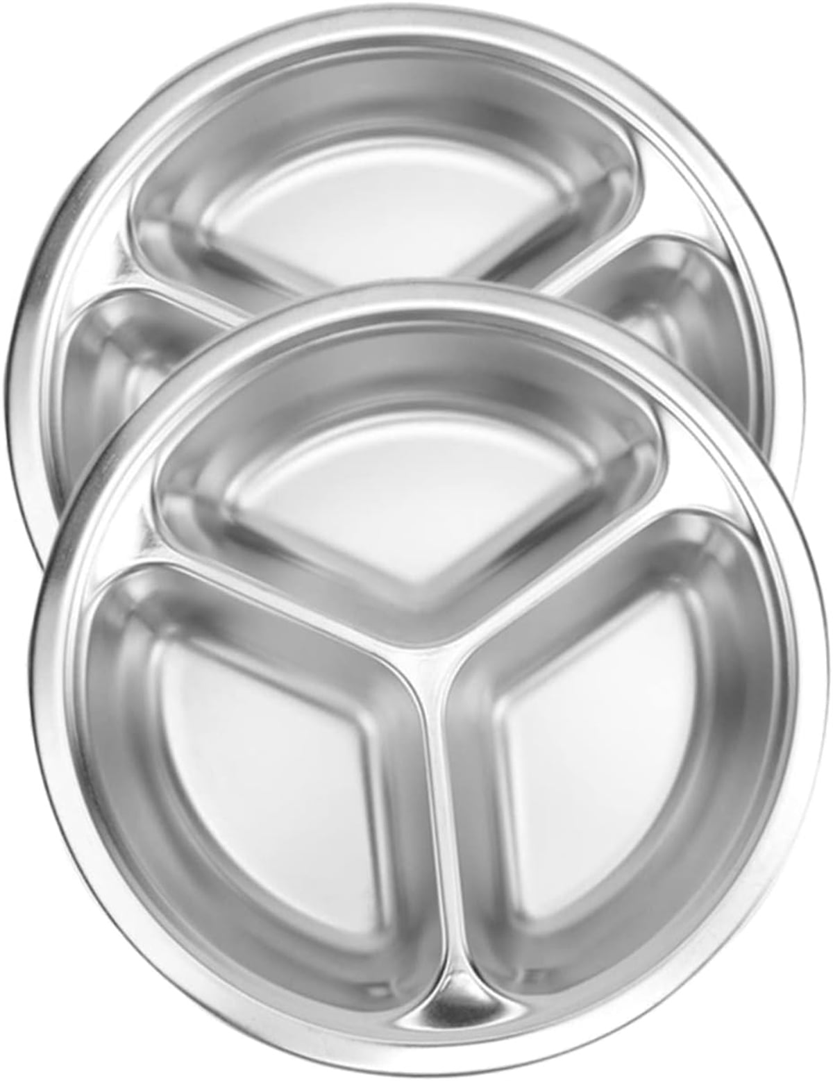 Set of 2 Round Dinner Divided Plate,3 Section Dinner Plate,Stainless ...