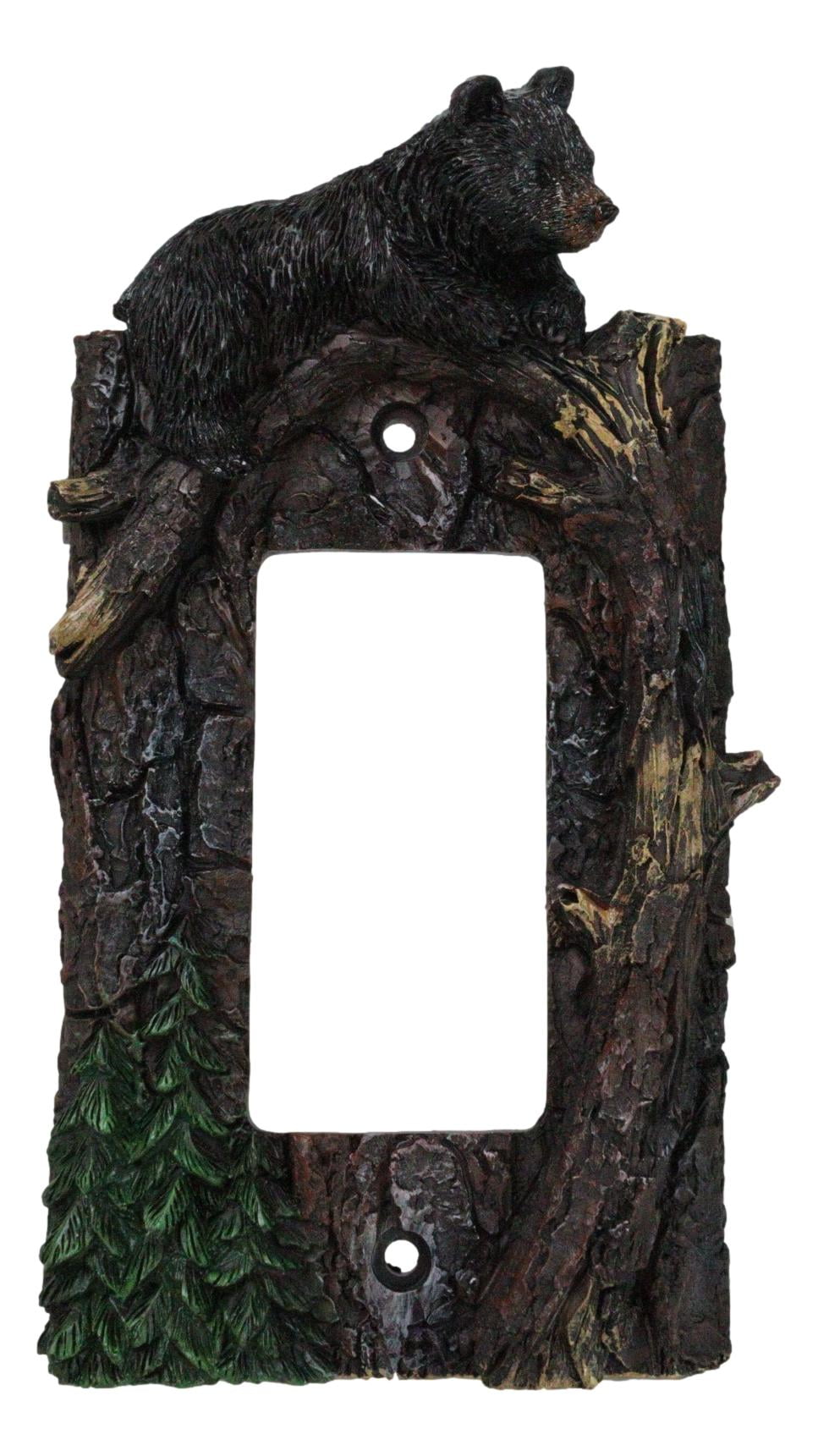 Set of 2 Rustic Forest Black Bears Climbing Tree Wall Single Rocker ...