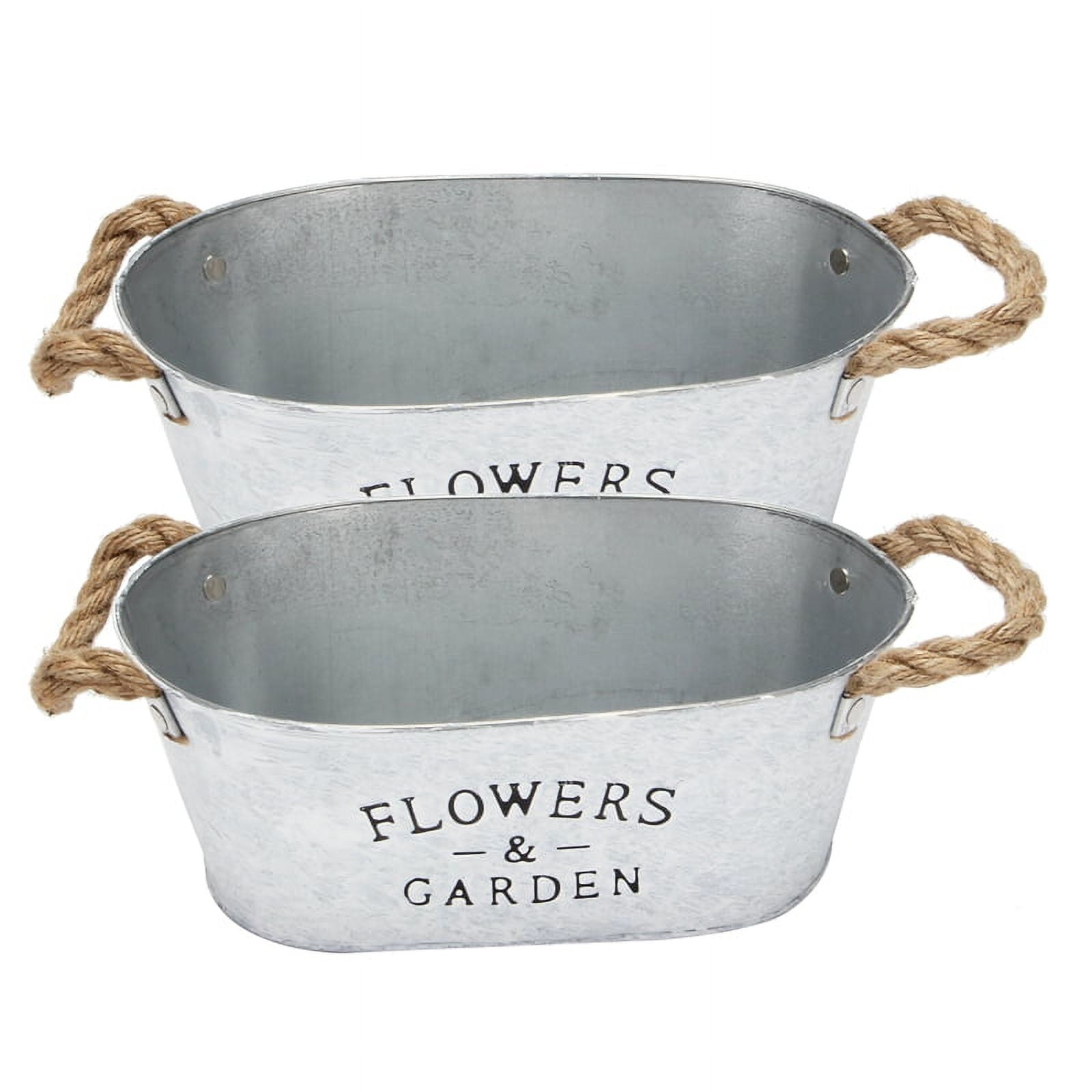 Set of 2 Rustic Metal with Handles,Farmhouse Succulents Herbs Pots ...