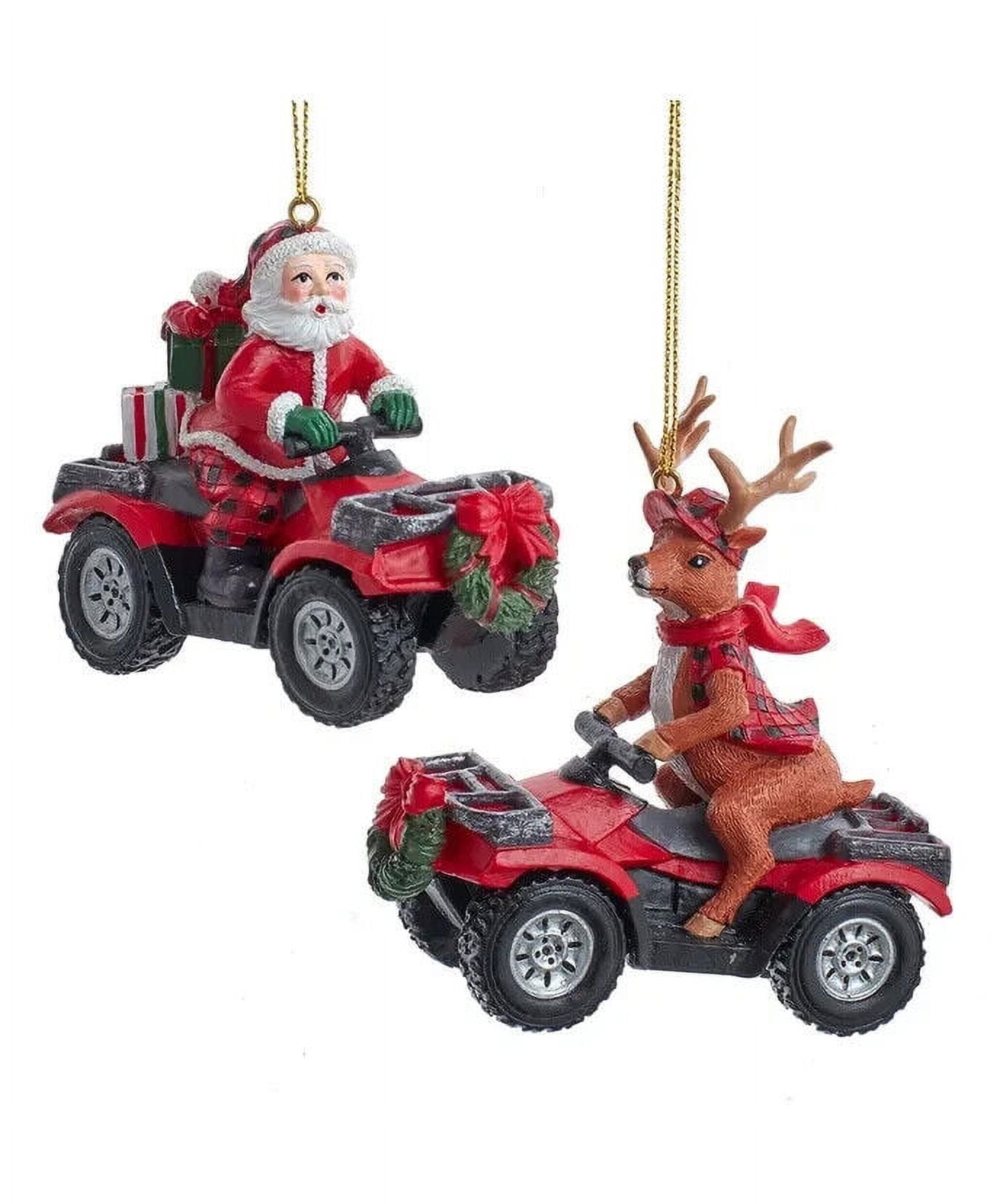 Set of 2 SANTA & REINDEER ON ATV Christmas Ornaments by Kurt Adler ...