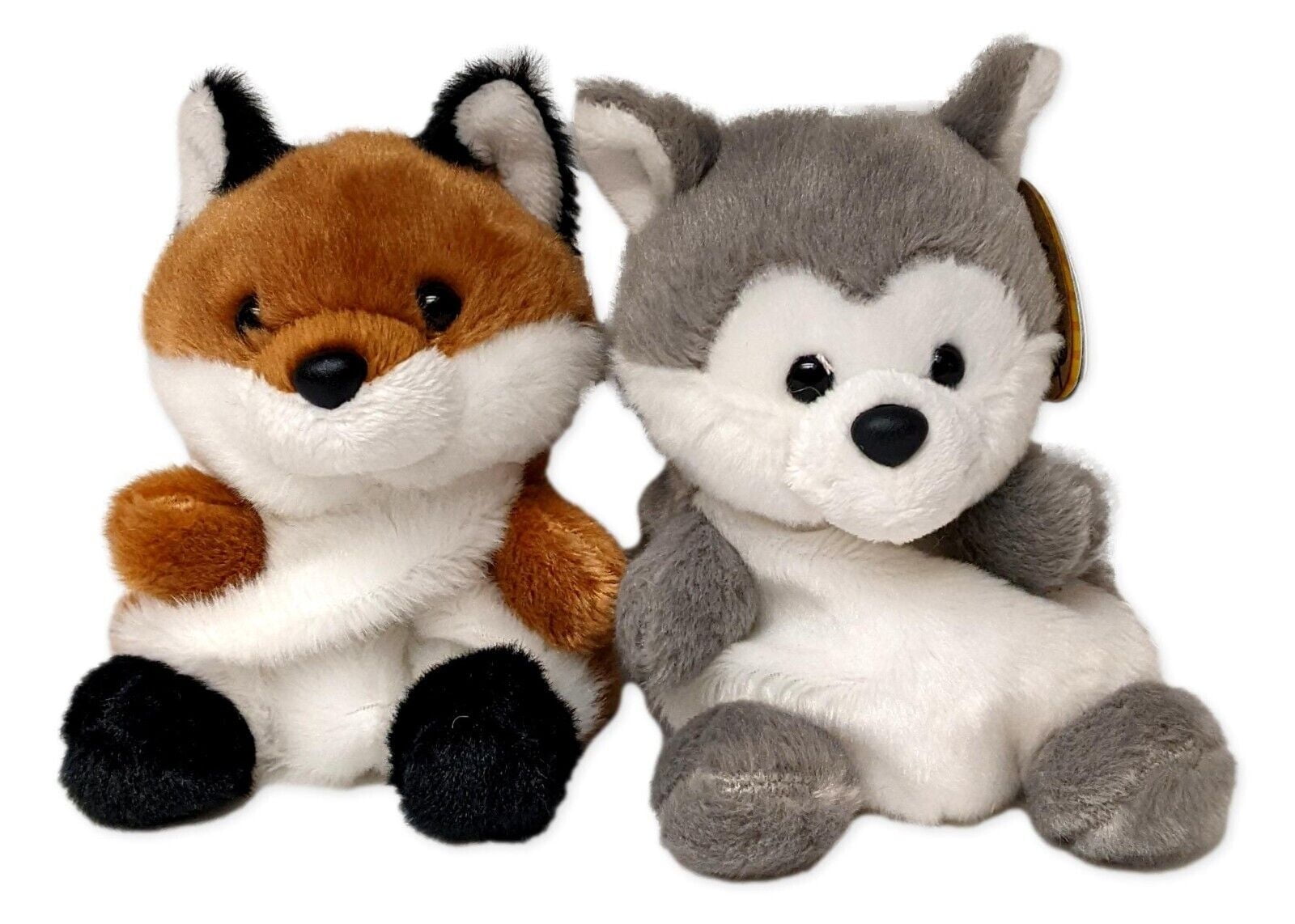 Set of 2 SLY FOX & BUSKY HUSKY Palm Pals 5" Stuffed Animal Plush ...