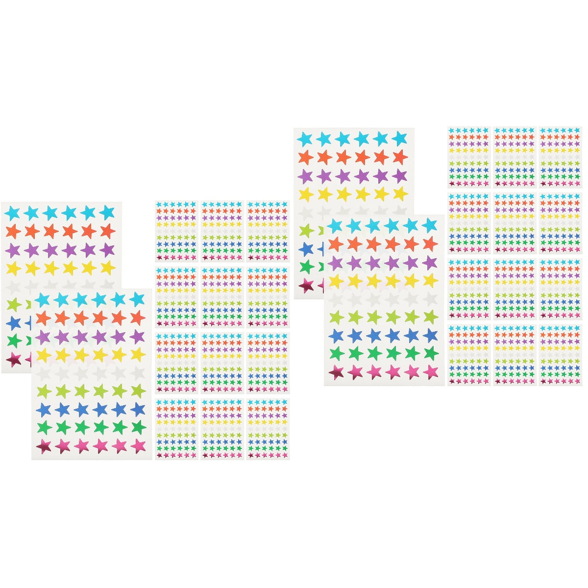 Set of 2 Scrapbooking Colorful Star Stickers Multi-color Background ...