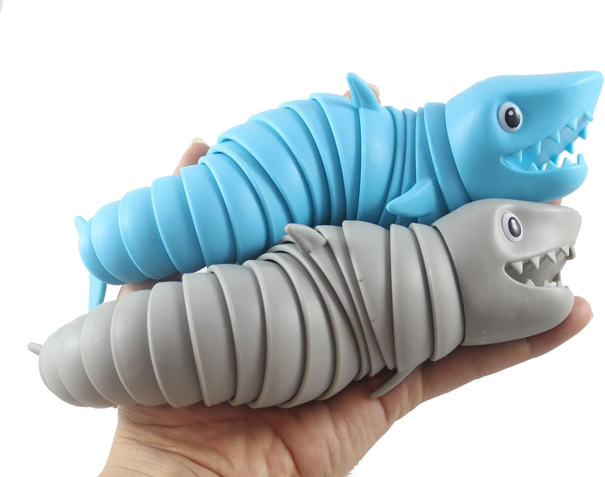 Set of 2 Shark Wiggle - Large Articulated Jointed Moving Slug Toy ...