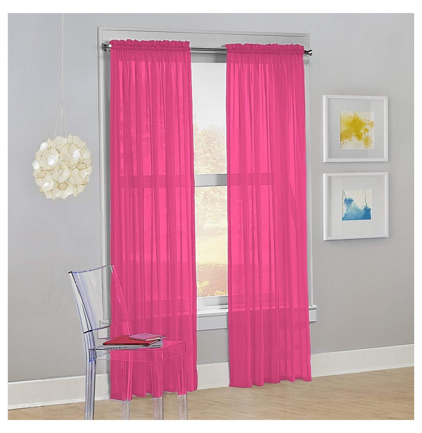 Set of 2 Sheer Voile Transparent Window Panel Curtain Drapes (54" W X ...