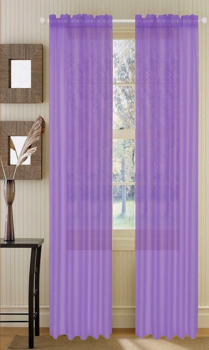 Walmart Set of 2 Sheer Voile Curtains, 84" Long, Violet, 55" Wide, 100% ...