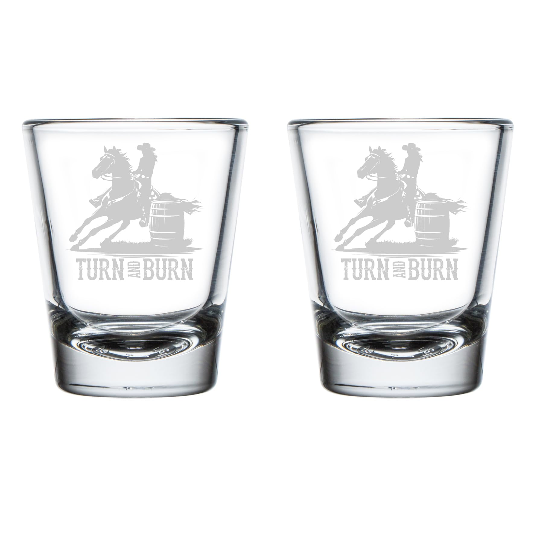 Set of 2 Shot Glasses 1.75oz Shot Glass Gift Barrel Racing Cowgirl Turn ...