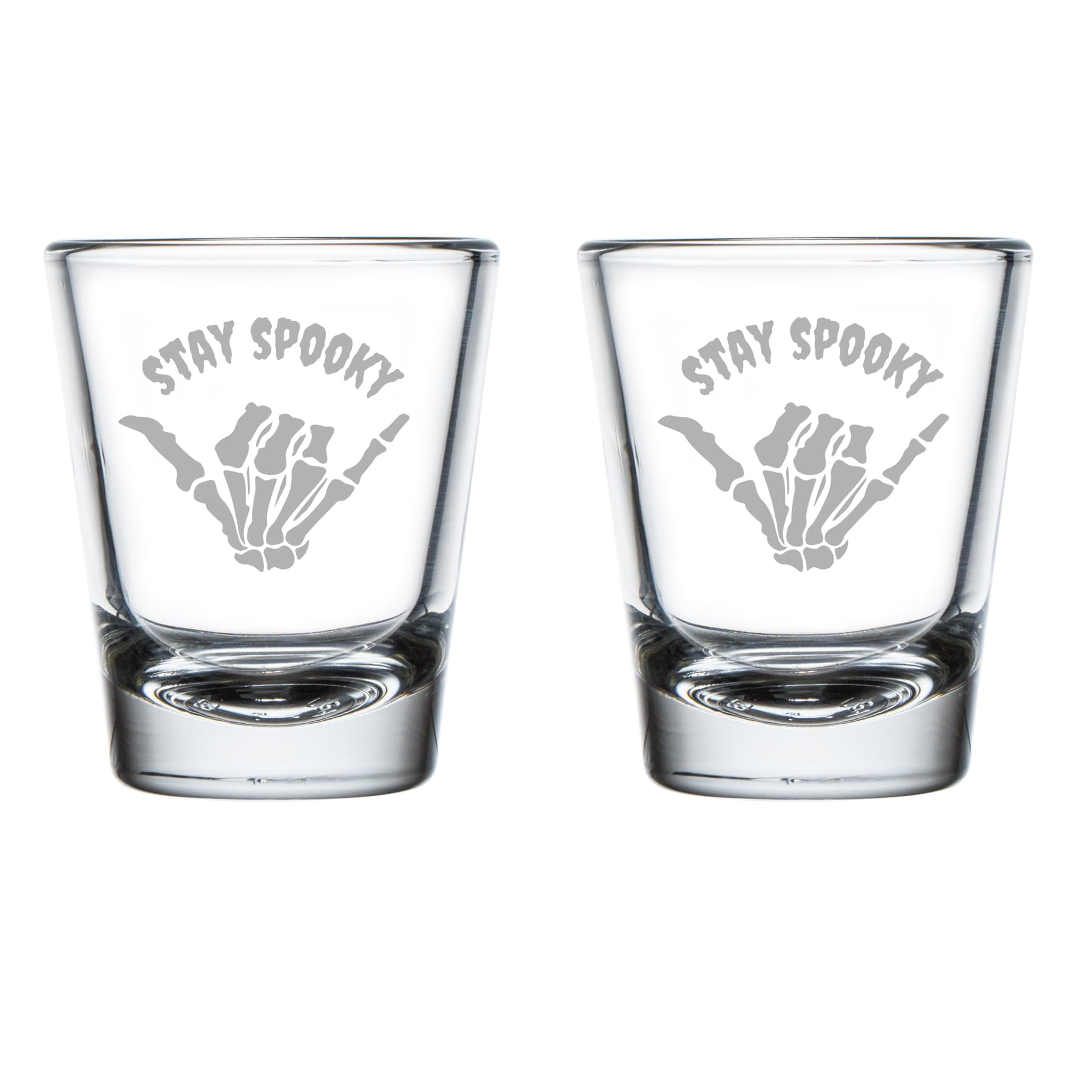 Set of 2 Shot Glasses 1.75oz Shot Glass Gift Stay Spooky Skeleton Hand ...