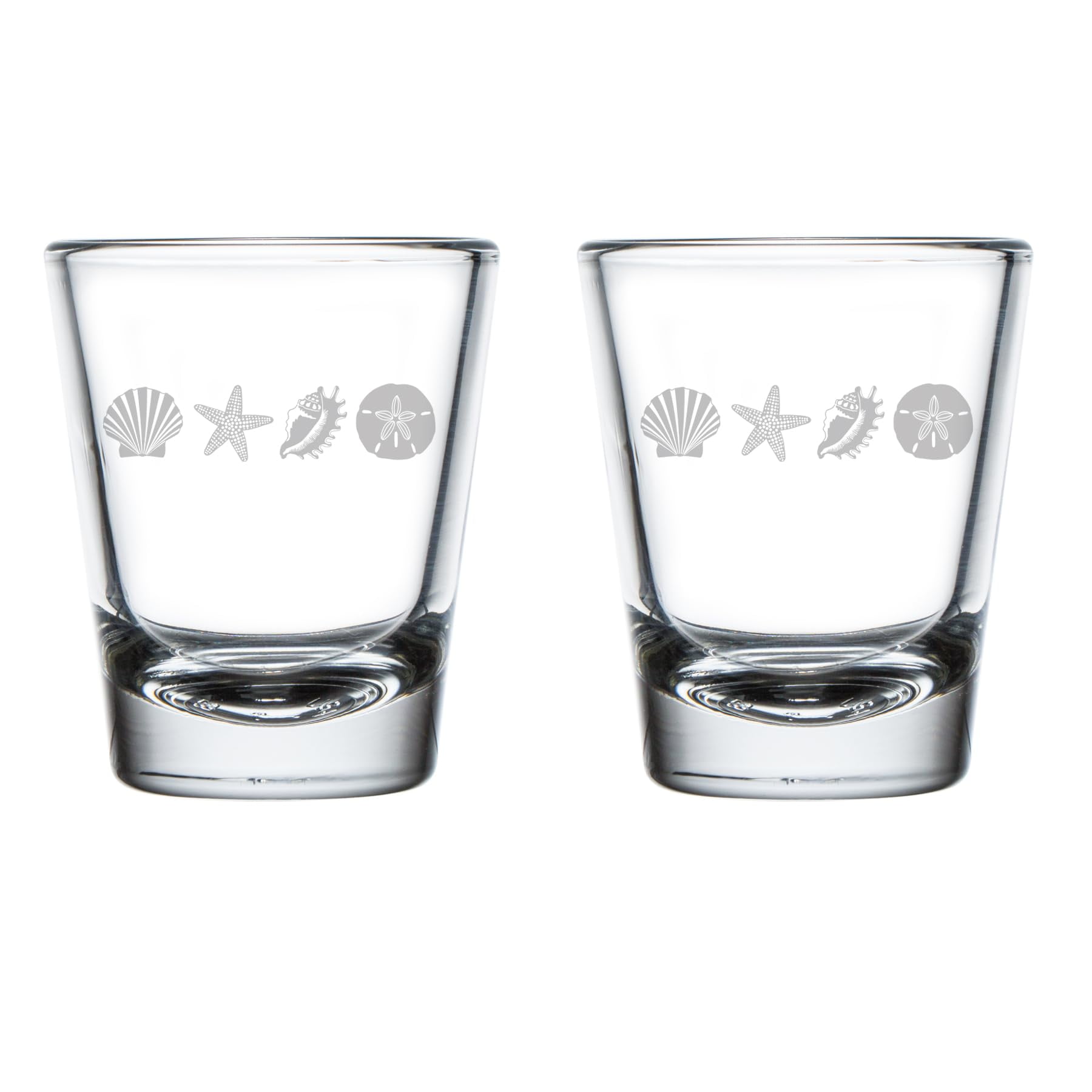Set of 2 Shot Glasses 1.75oz Shot Glass Sea Shore Beach Shells ...