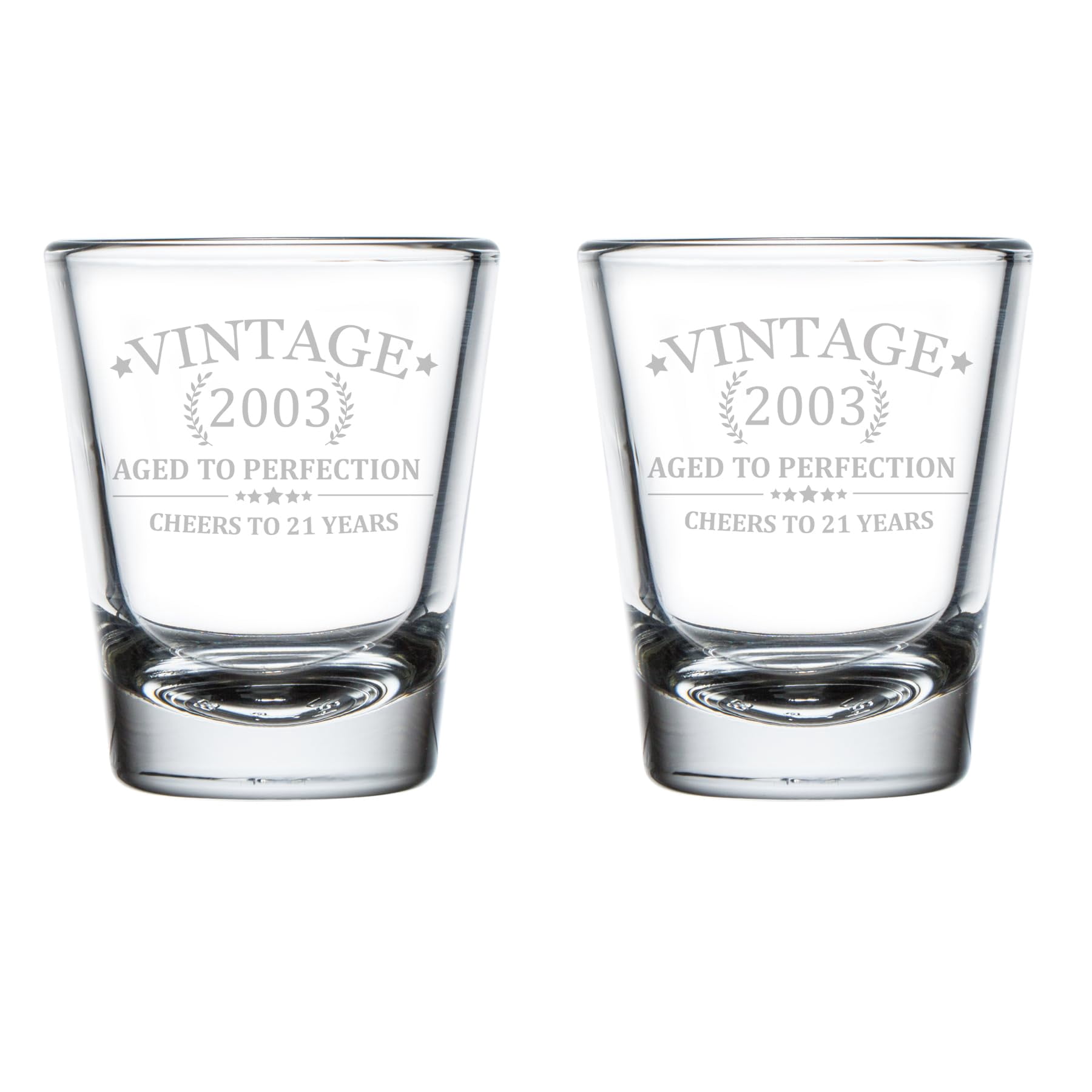 Set of 2 Shot Glasses Glass Cheers To 21 Years Vintage 2003 21st ...