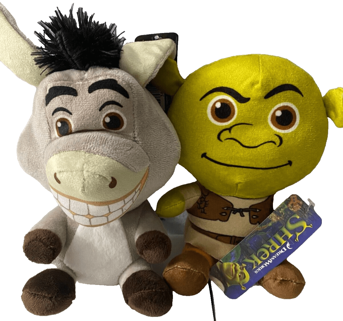 Set of 2 Shrek Plush Stuffed Toys. Shrek and Donkey 7 inch. NWT ...