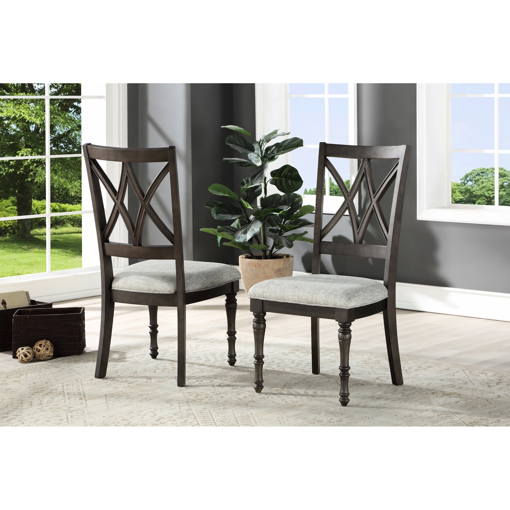 Set of 2 Side Chairs | Ideal for Casual Family Meals with Web Back ...