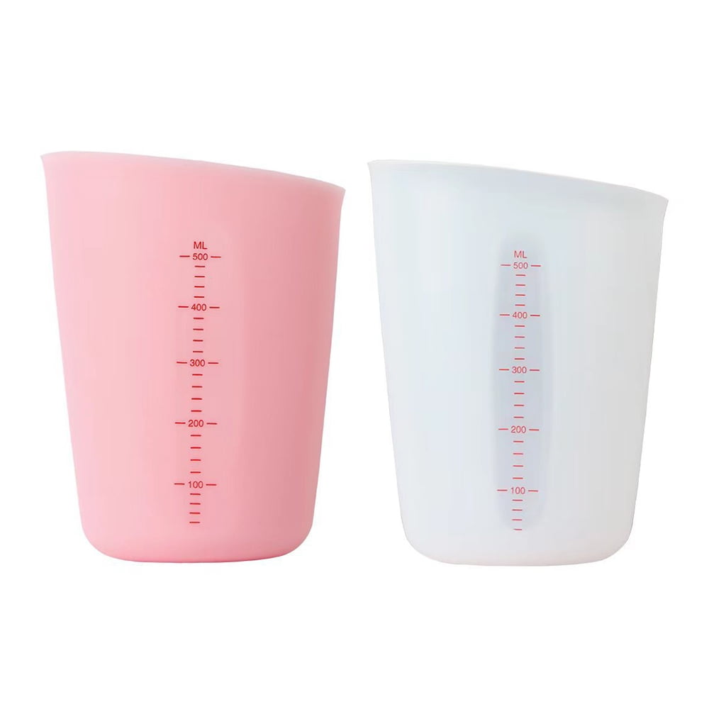 Set of 2 Silicone Flexible Measuring Cups with Marking, 2 Pack Squeeze ...