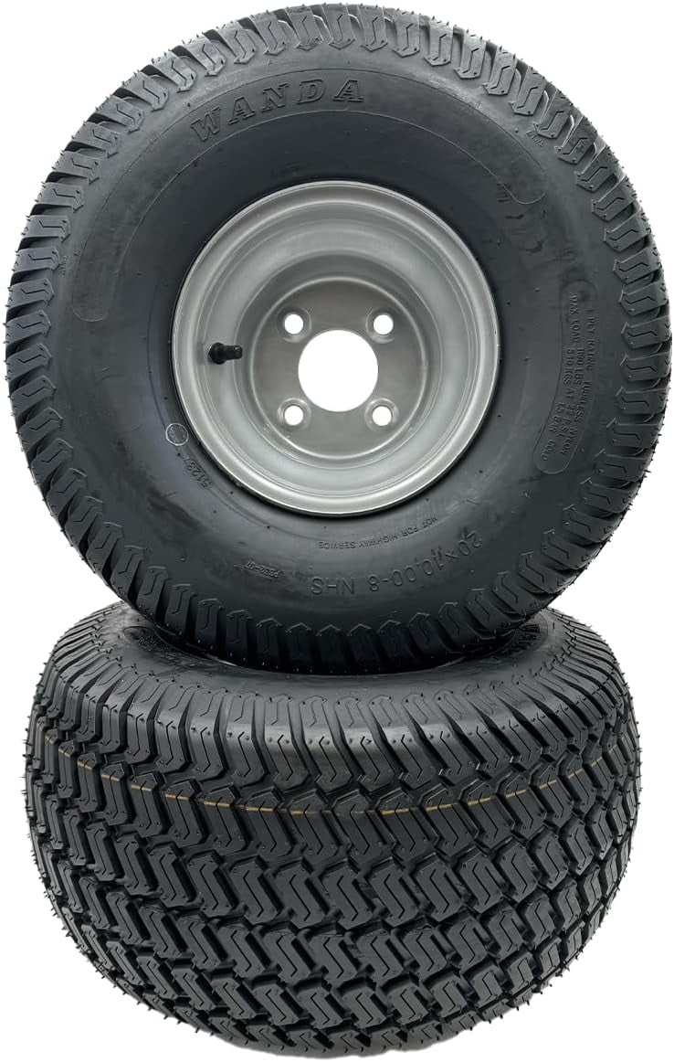 Set of 2 - Silver 20x10.00-8 Lawn Mower Tire and Rim - Walmart.com