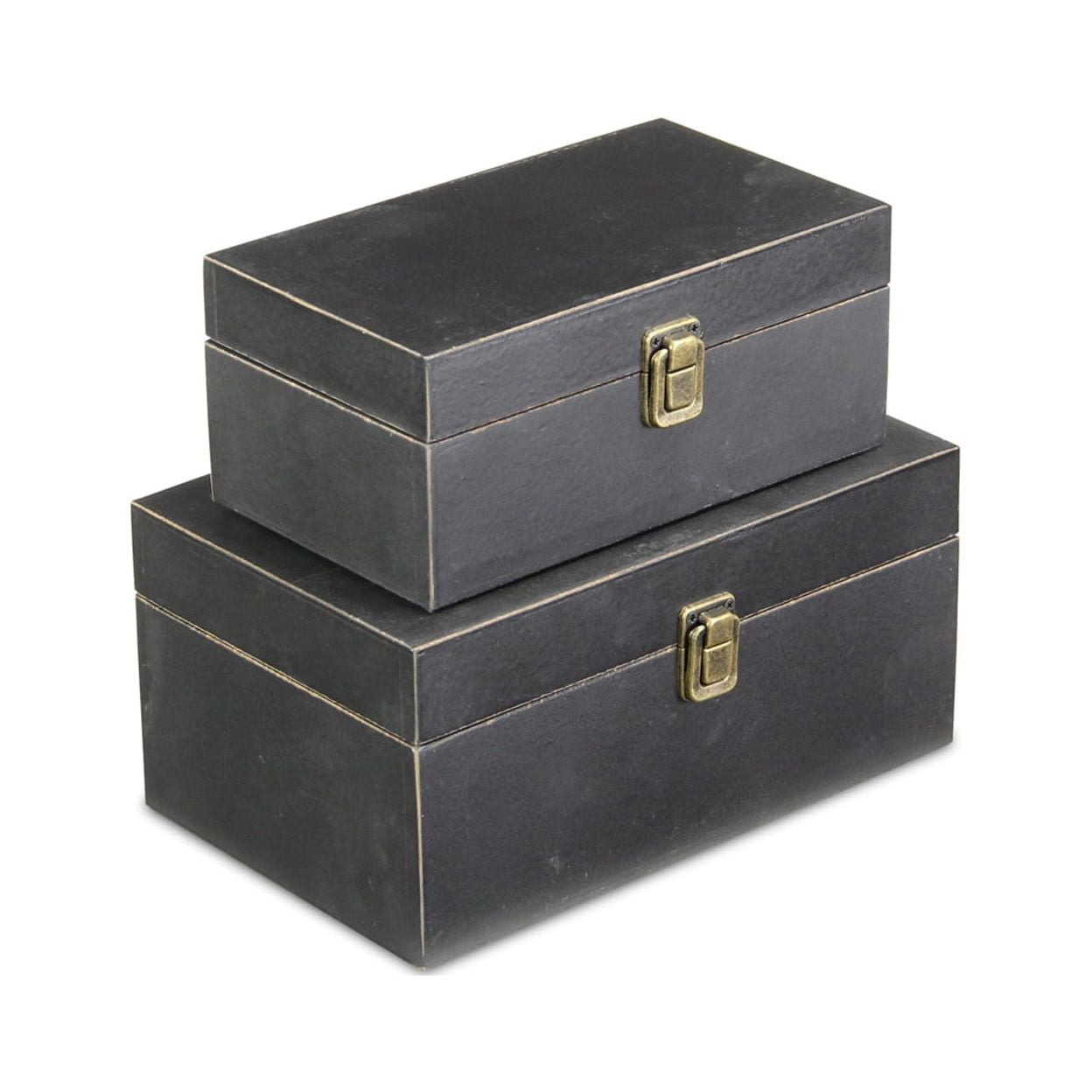 Set of 2 Simple Wooden Black Treasure Box - Walmart.com