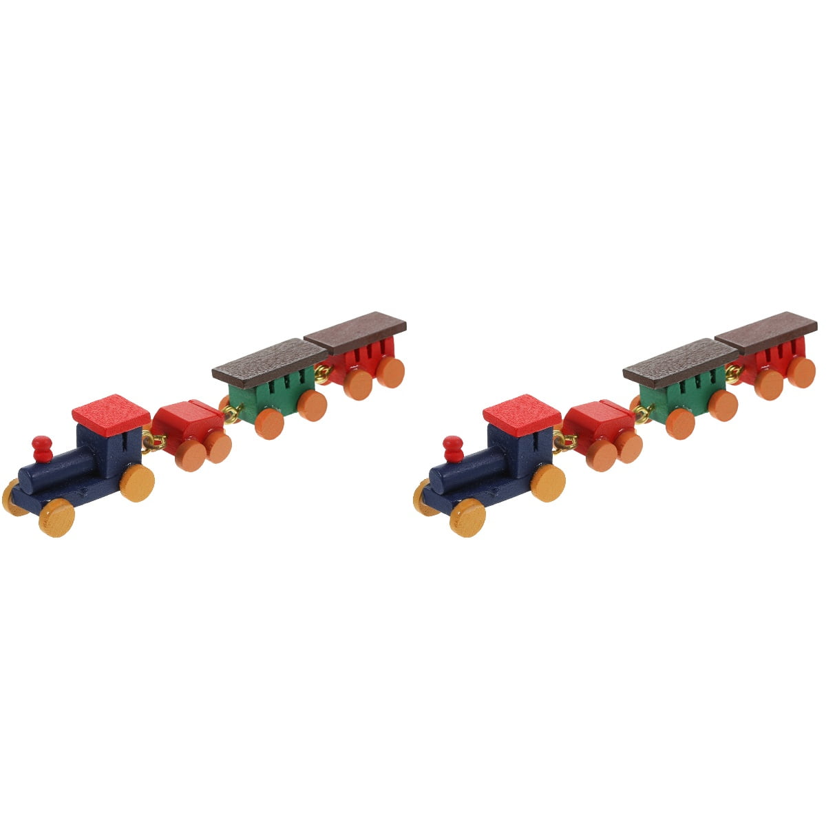 Set of 2 Small Train Model Chidrens Toys Mini Decor Miniature Models ...