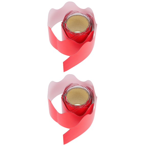 Set of 2 Smooth Red Border Paper Scallop Edge Decorative Bulletin ...