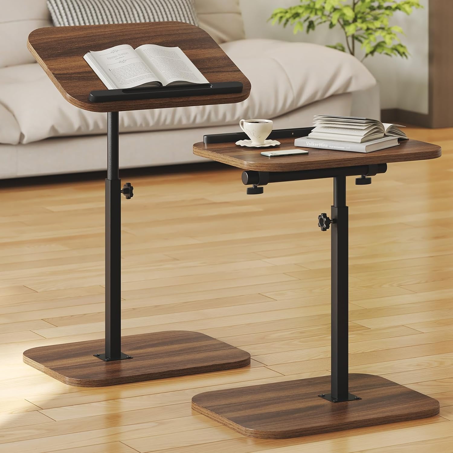 Set of 2 Sofa Couch Arm Table Tv Tray Small Bed Stand C Shaped Side End ...