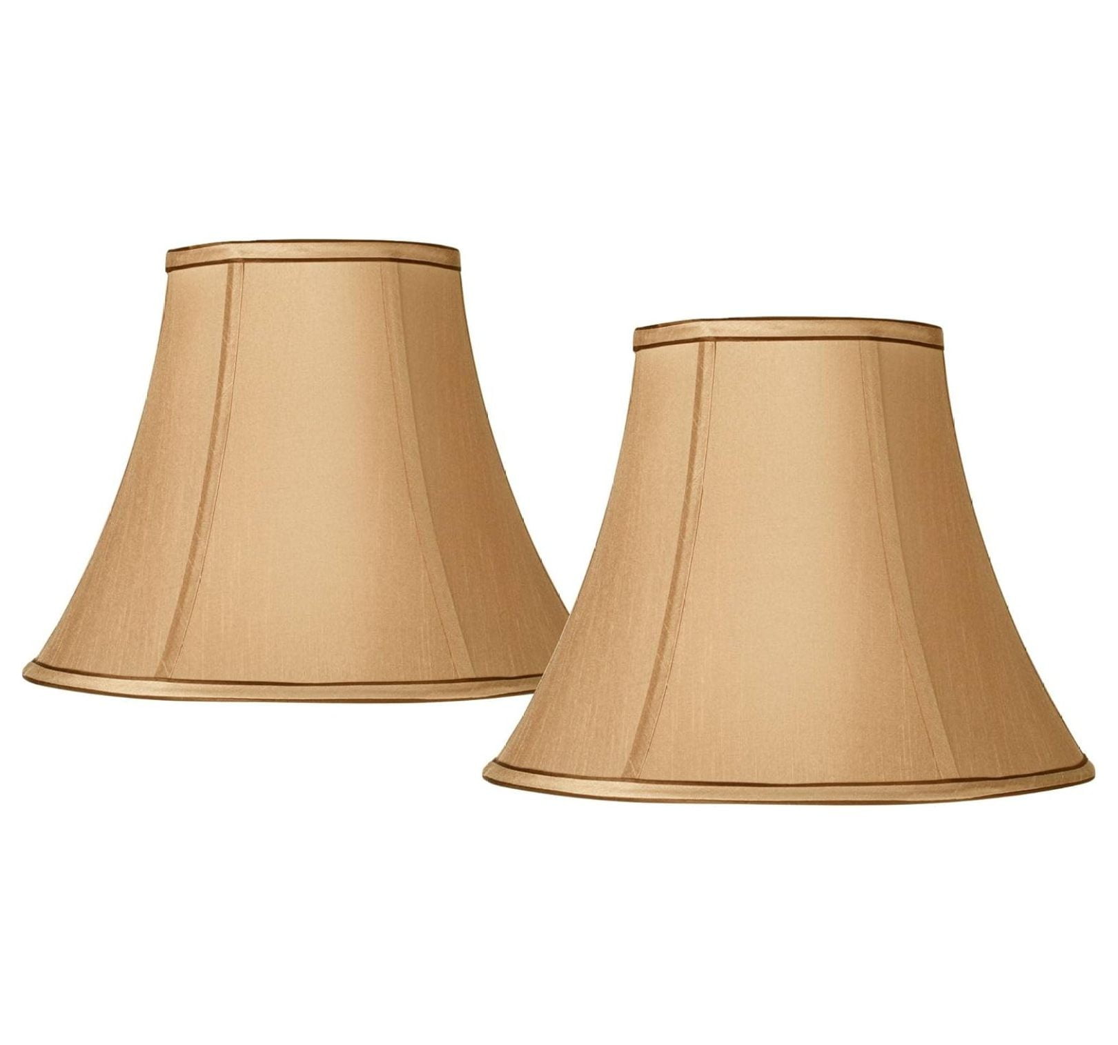 Set of 2 Softback Round Lamp Shades Tan Brown Medium 7" Top x 14 ...