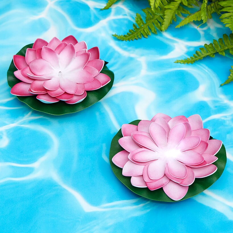 Set of 2 Solar Floating Flower Lights - White - Walmart.com
