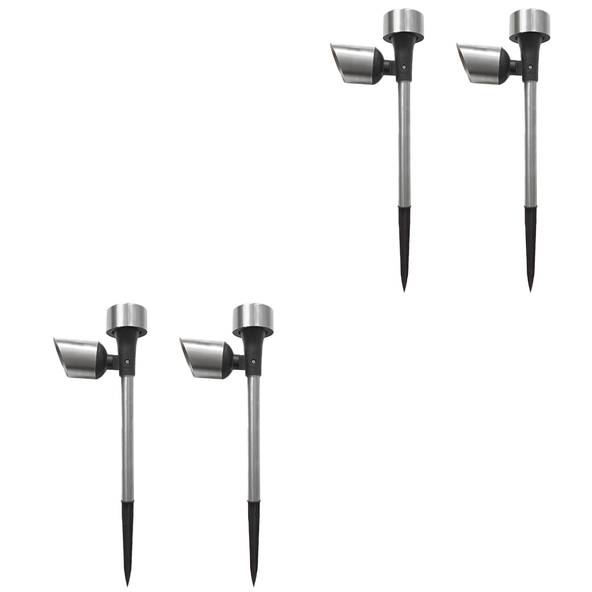 Set of 2 Solar Ground Plug Light Powered Lights for Outdoors Silver ...