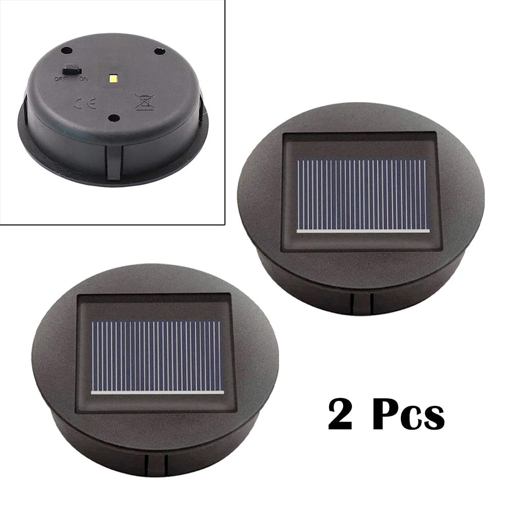 Set of 2 Solar Lights Replacement Top with LED Bulbs Solar Panel ...