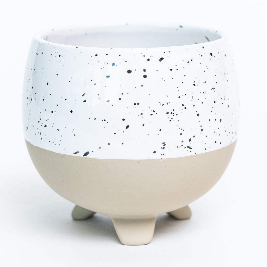 Set of 2 Speckled White Glaze With Beige Base Planter - Walmart.com