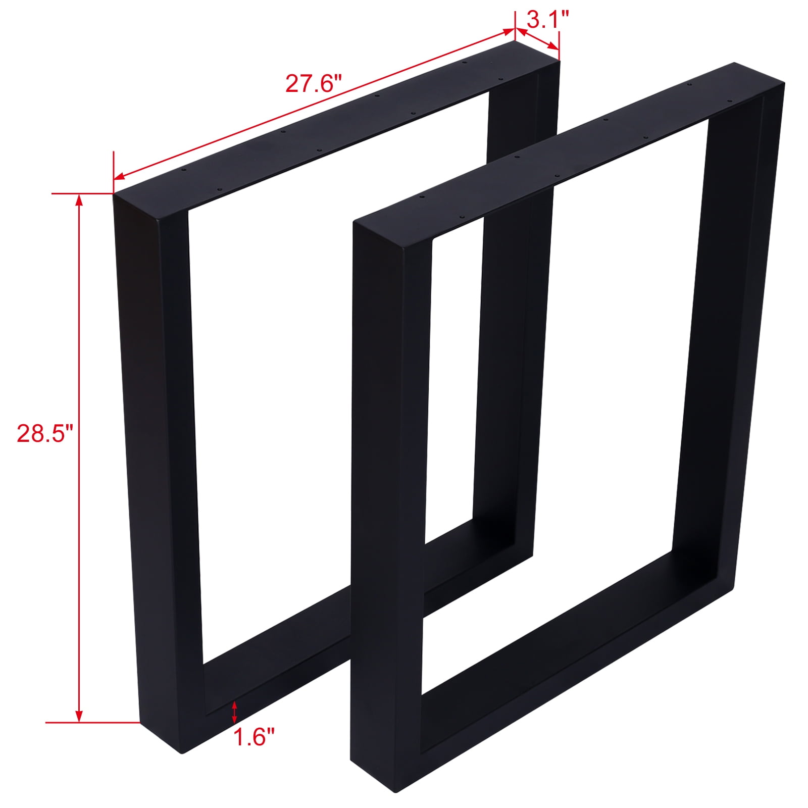 Set of 2 Square Metal Table Legs - 28" x 28", Wide Heavy Duty Steel ...