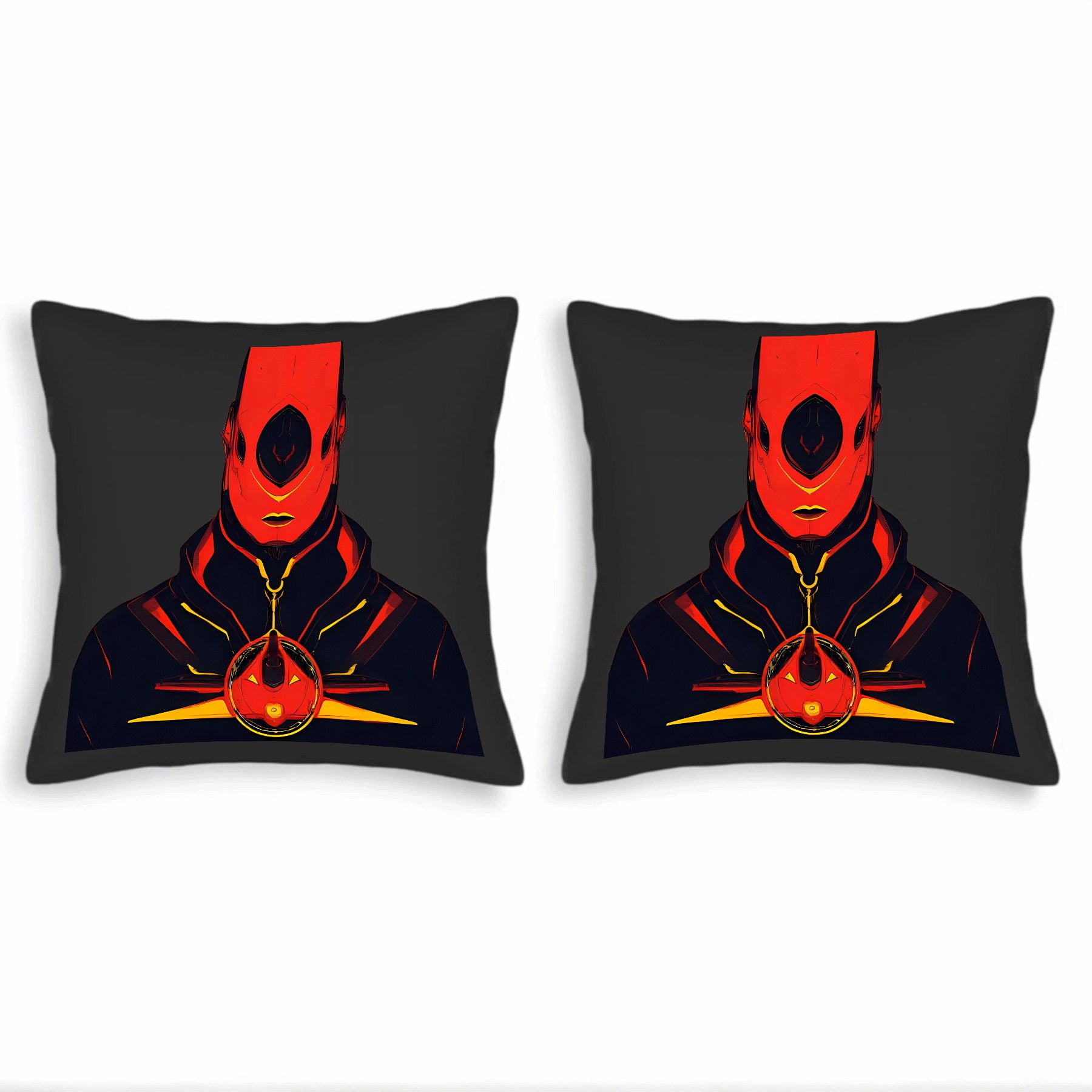 Set of 2 Square Throw Pillow Covers 18x18in - Futuristic Red & Black ...