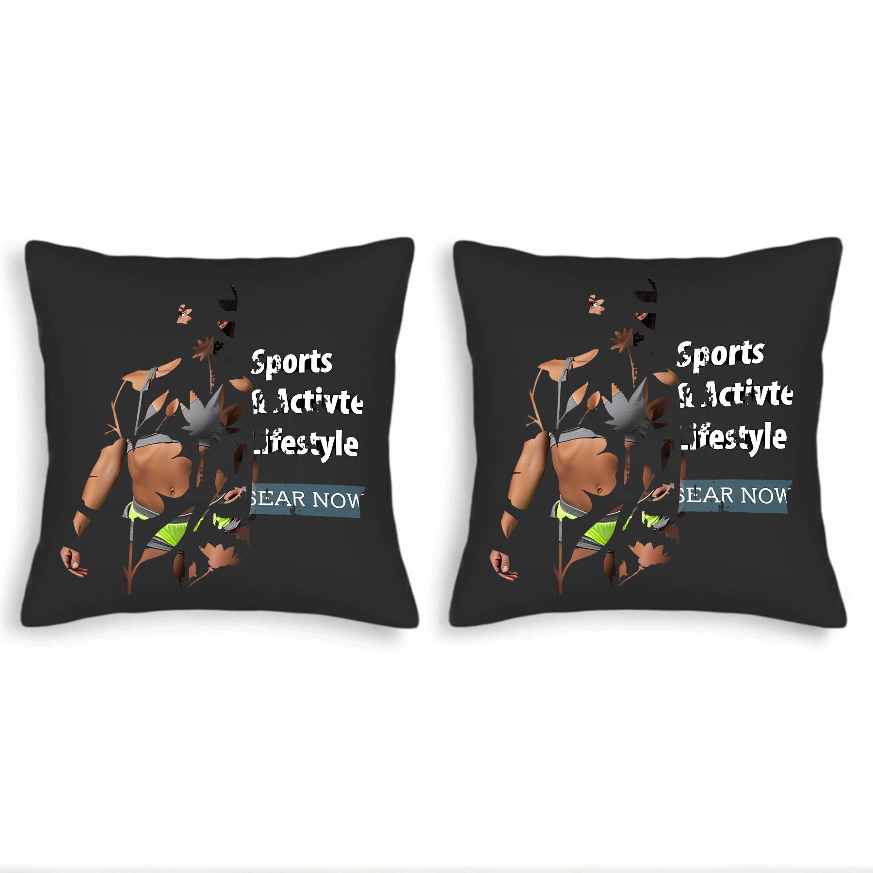 Set of 2 Square Throw Pillow Covers 18x18in - Stylish Sports & Activity ...