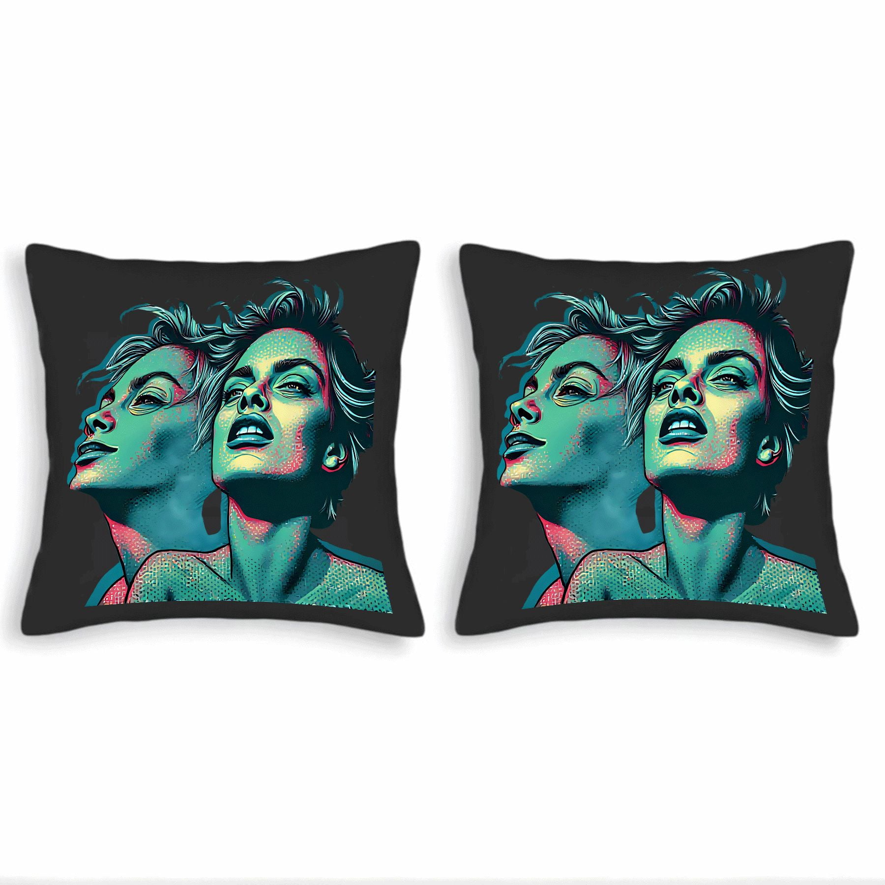 Set of 2 Square Throw Pillow Covers 18x18in - Vibrant Pop Art Design ...