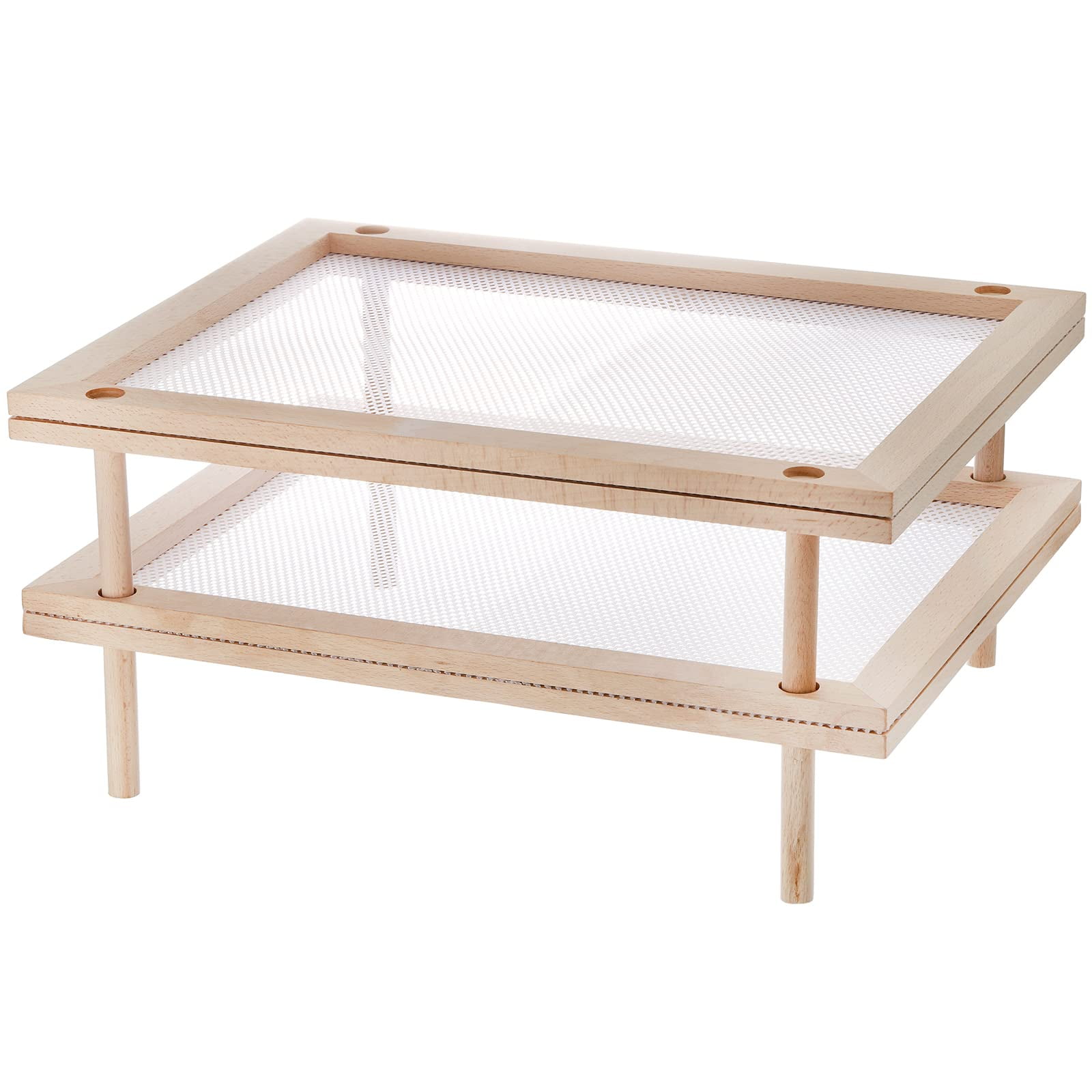 Set of 2 Stackable Beech Wood Pasta Herb Drying Rack, Food Dryer Stand ...