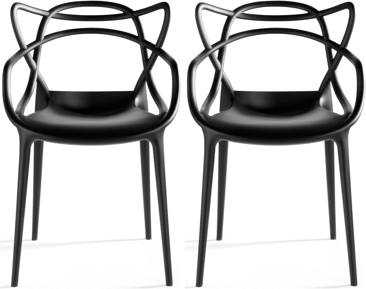 Set of 2 Stackable Contemporary Modern Designer Plastic Dining Chairs ...