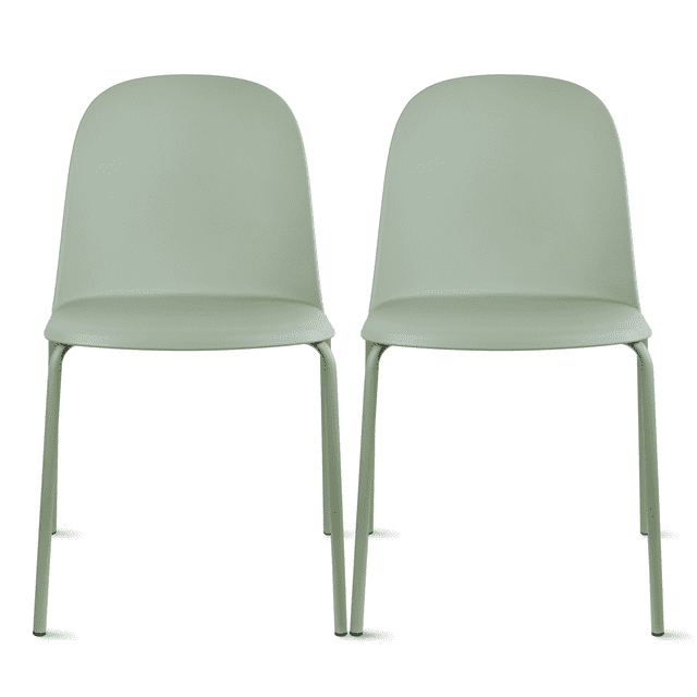 Set of 2 Stackable Dining Kitchen Chairs Plastic Armless Side with Back ...