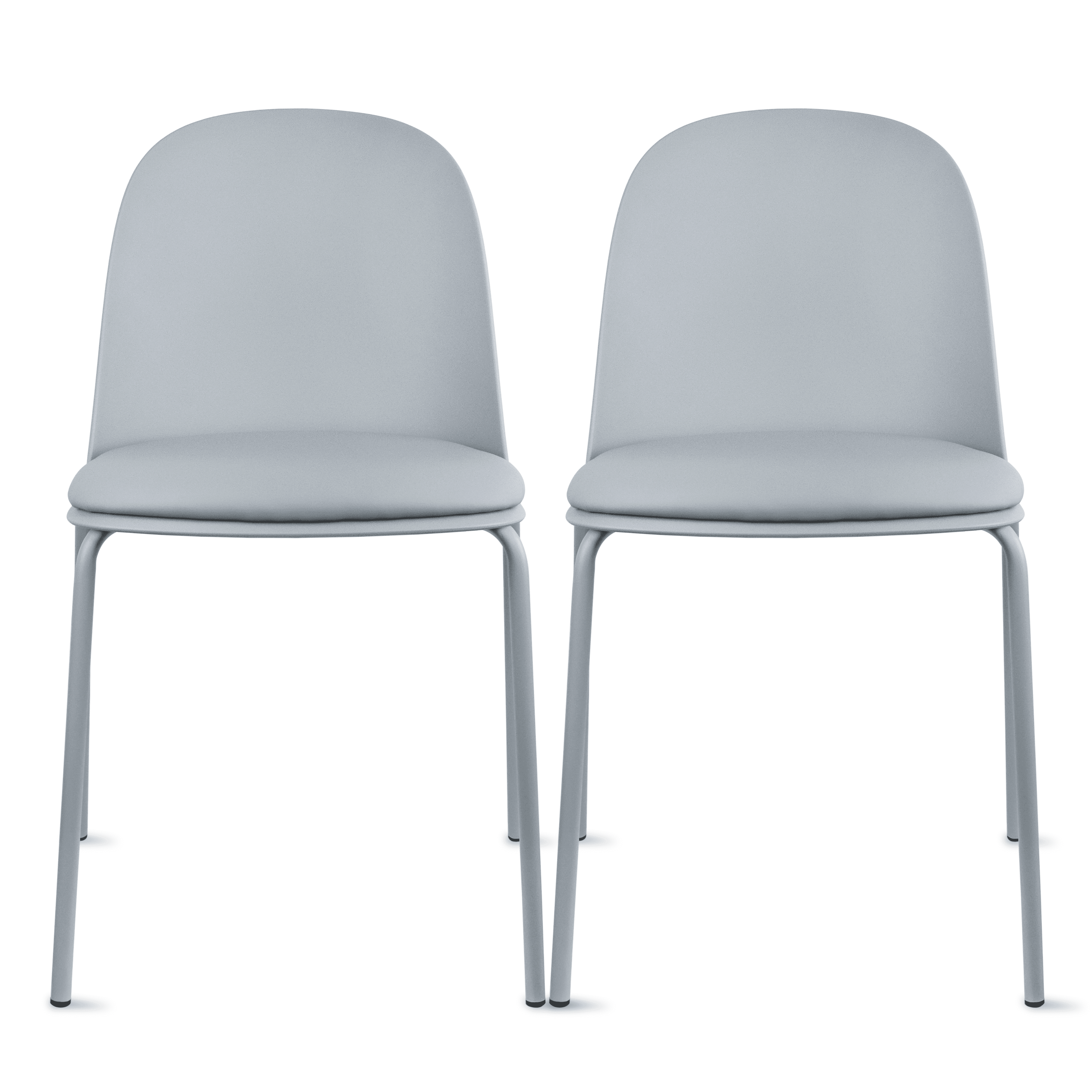 Set of 2 Stackable Dining Kitchen Chairs Plastic Armless Side with Back ...