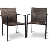 Set of 2 Stackable Outdoor Wicker Patio Dining Chairs, All-Weather ...