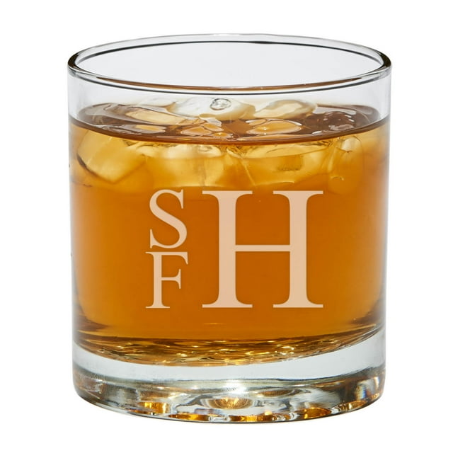 Set of 2 Stacked Monogram Personalized Bar Glasses - Walmart.com