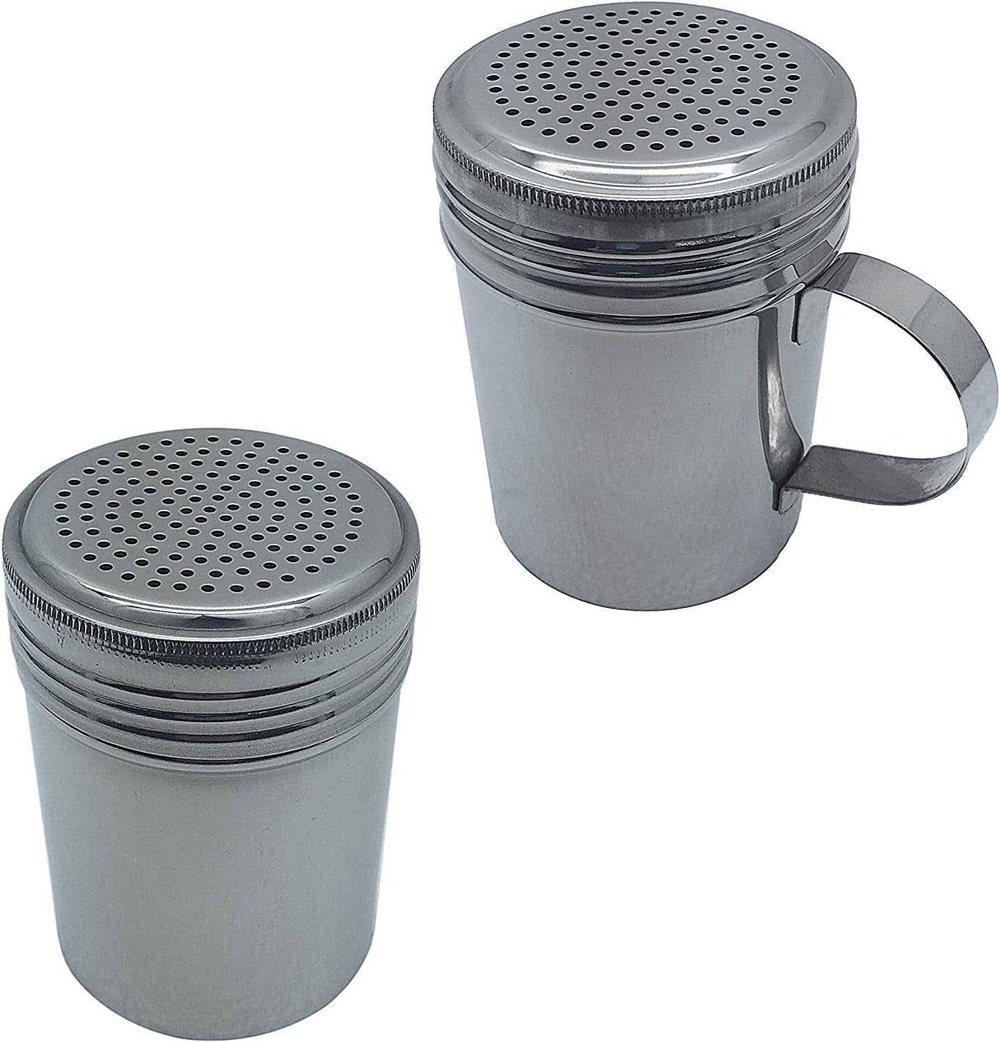 Set of 2 Stainless Steel Dredge Shakers, With Handle and Without Handle ...