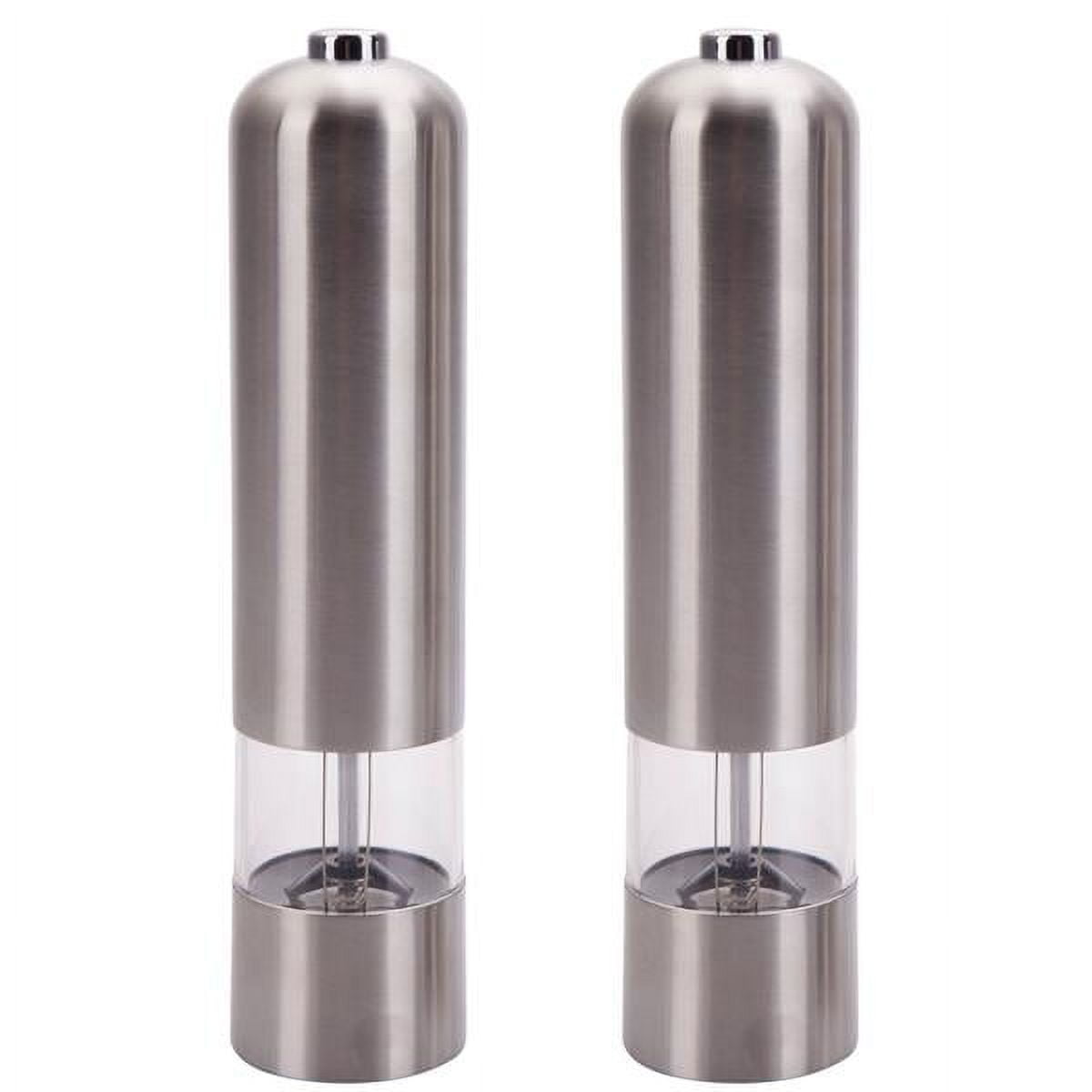 Set of 2 Stainless Steel Electric Pepper and Salt Grinders – Automatic ...