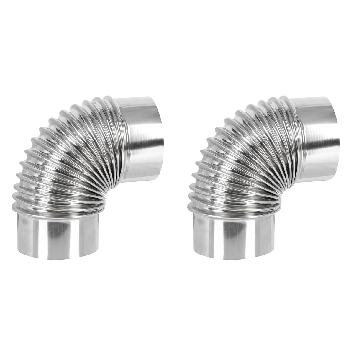 Set of 2 Stainless Steel Exhaust Pipe Smoke Elbow Camping Stove Wood ...